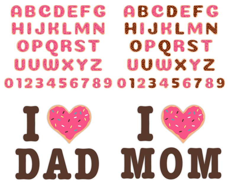 Donuts SVG Clipart Donut Font Alphabet Digital Donuts Bundle Doughnut ...