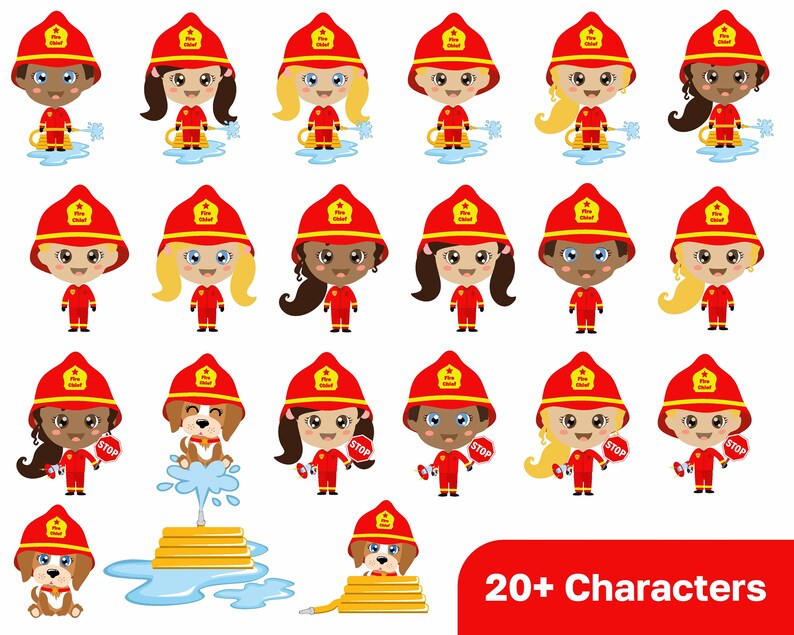 Firefighter SVG Clipart INSTANT DOWNLOAD Firefighter Png Bundle Fireman Vector Decor Elements ...