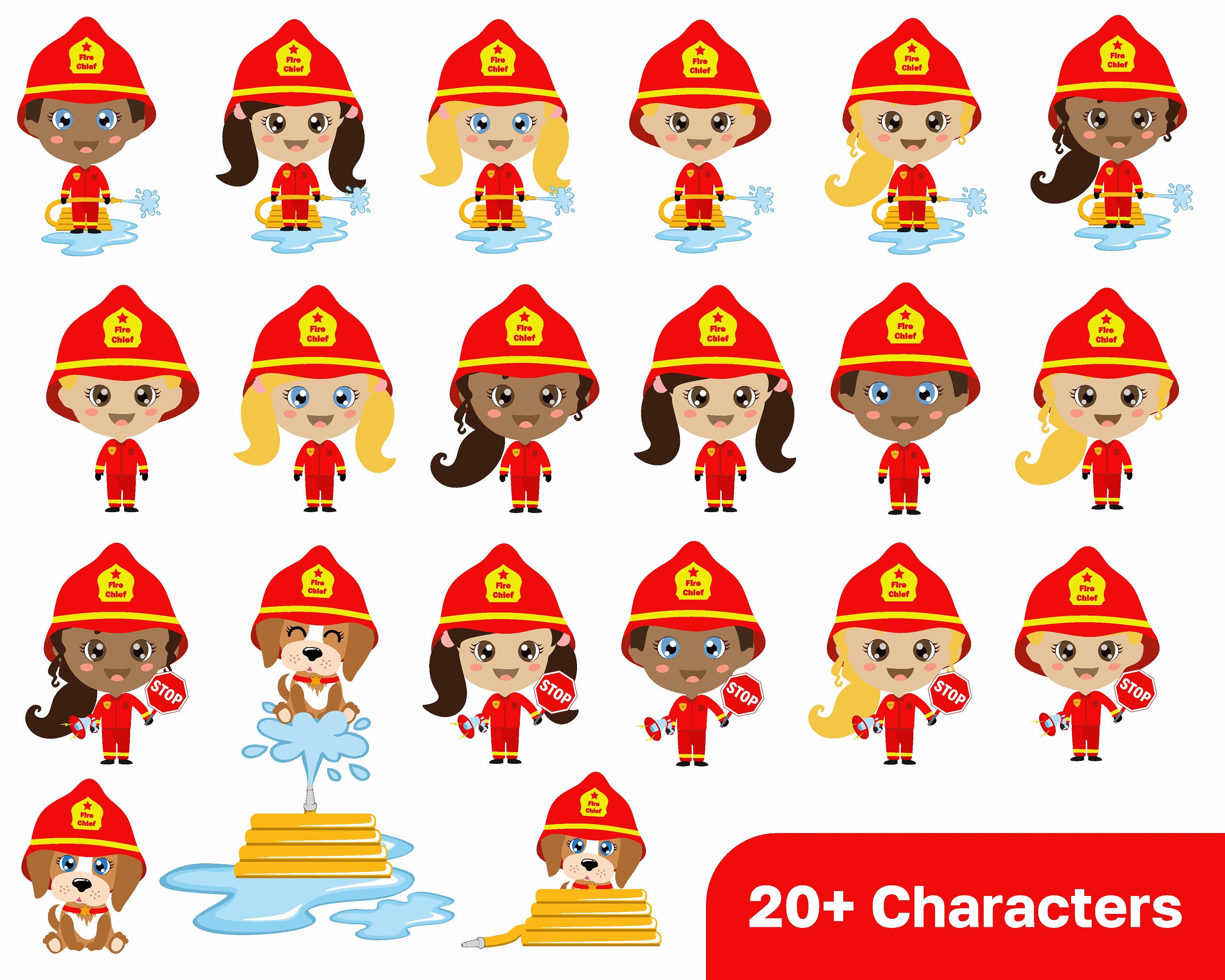 Firefighter SVG Clipart INSTANT DOWNLOAD Firefighter Png Bundle Fireman ...