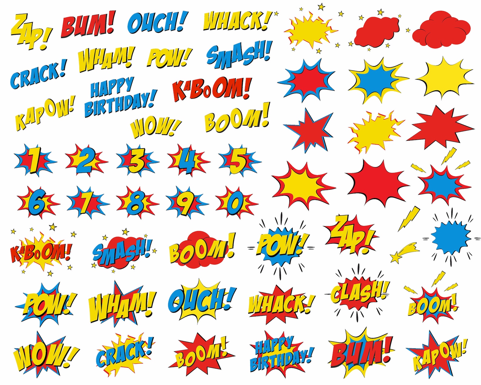 Comic Style Action Bubbles SVG Clipart - Comic Cartoon Style PNG Bundle ...