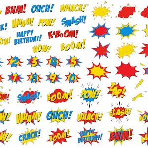 Comic Style Action Bubbles SVG Clipart - Comic Cartoon Style PNG Bundle ...