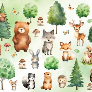 Watercolor Woodland PNG Clipart - Transparent Woodland Animals PNG ...