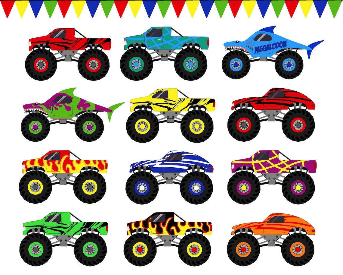 Monster Truck SVG Mega Bundle INSTANT DOWNLOAD Boy Birthday Decor ...