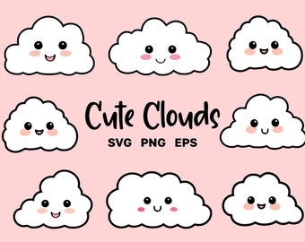 Clouds SVG Clipart Vector Clouds Bundle Cricut Cutting Files Commercial ...