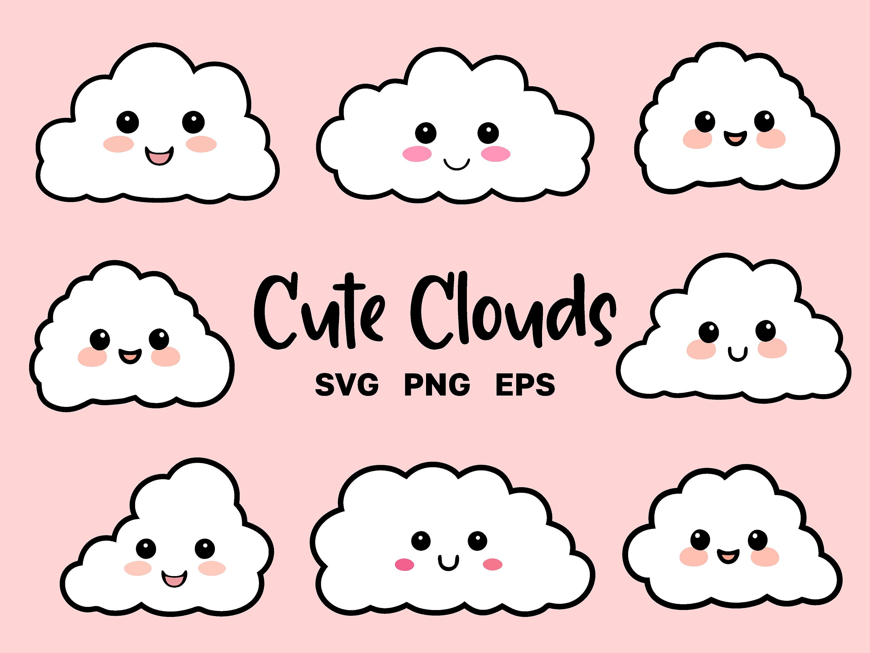Cute Clouds SVG Clipart Kawaii Clouds Vector Clouds Bundle - Etsy Australia