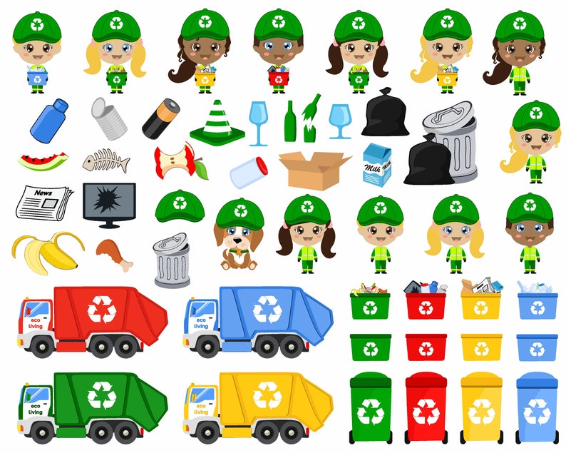 Recycling SVG Clipart INSTANT DOWNLOAD Garbage Bundle Recycling Decor ...