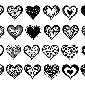 Hearts SVG Clipart - Drawn Hearts Silhouette PNG Bundle - Valentine ...