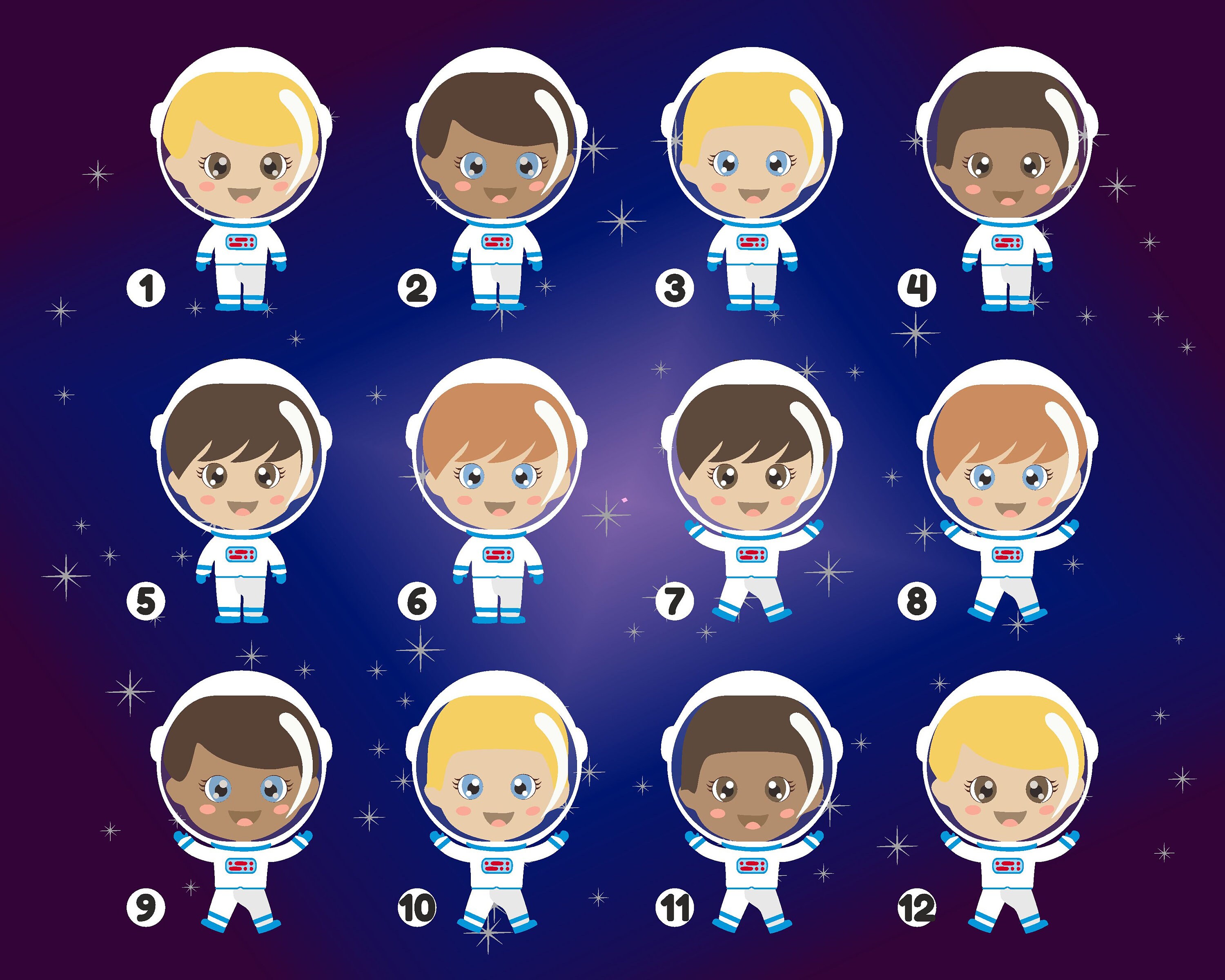 Kids in Space SVG Clipart Boy Astronaut Galaxy Clipart - Etsy