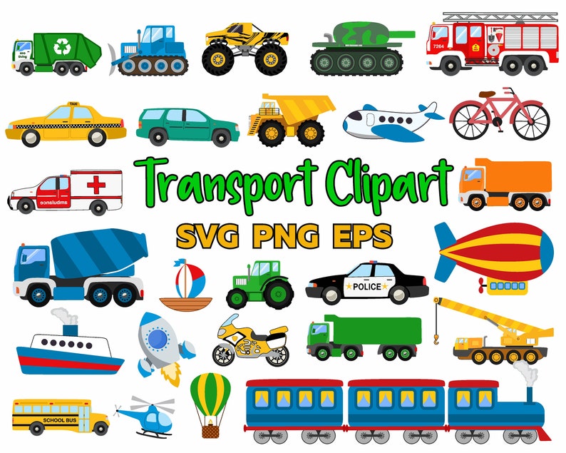 Transport SVG Clipart - INSTANT DOWNLOAD - Vehicles - Car - Truck ...