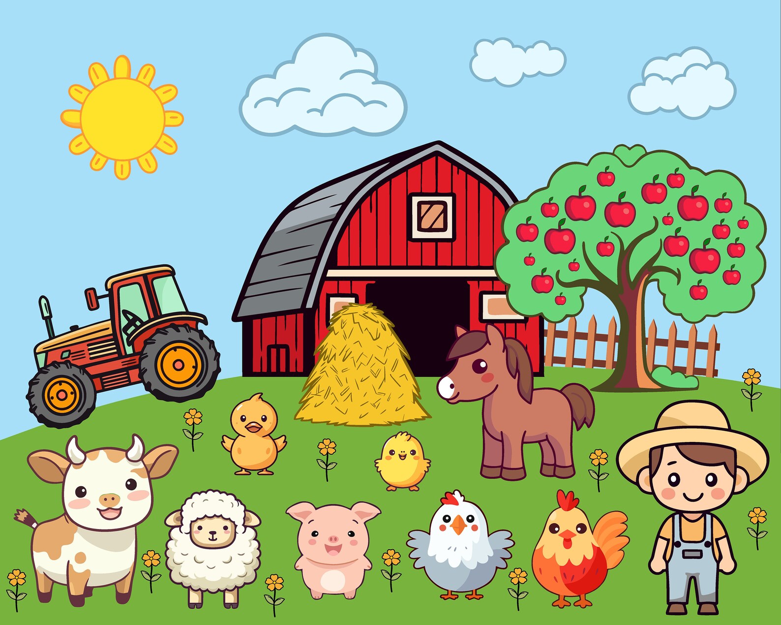 Farm Animals SVG Cute Farm Bundle Farm Animals SVG Clip - Etsy
