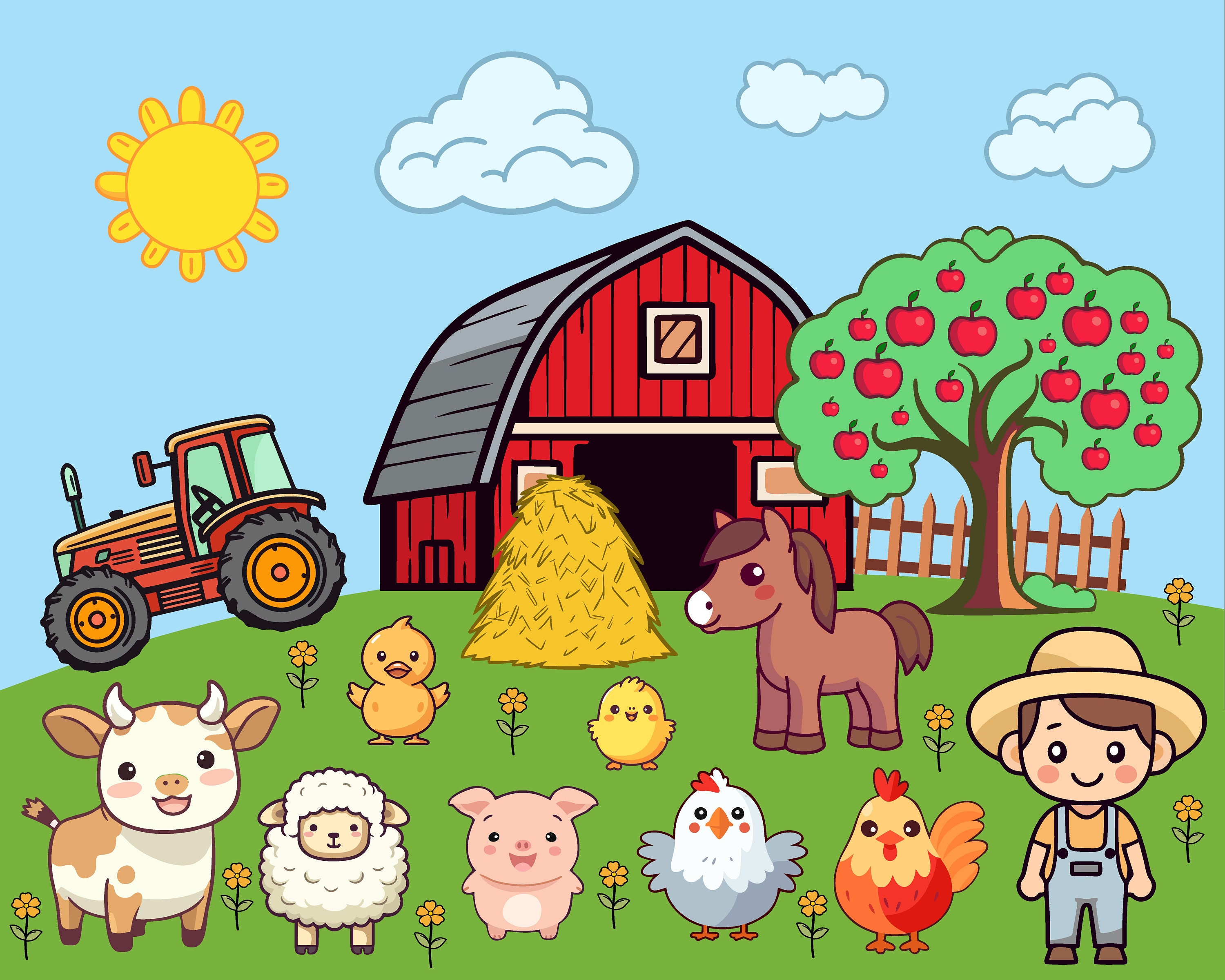 Farm Animals SVG Cute Farm Bundle Farm Animals SVG Clip - Etsy
