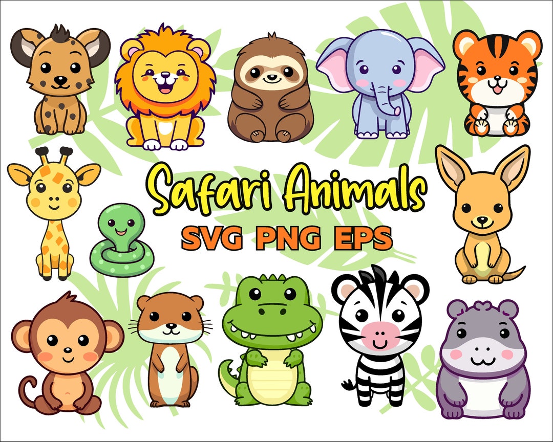 Safari Animals SVG Clipart - Cute Safari Bundle - Jungle Animals Clip ...