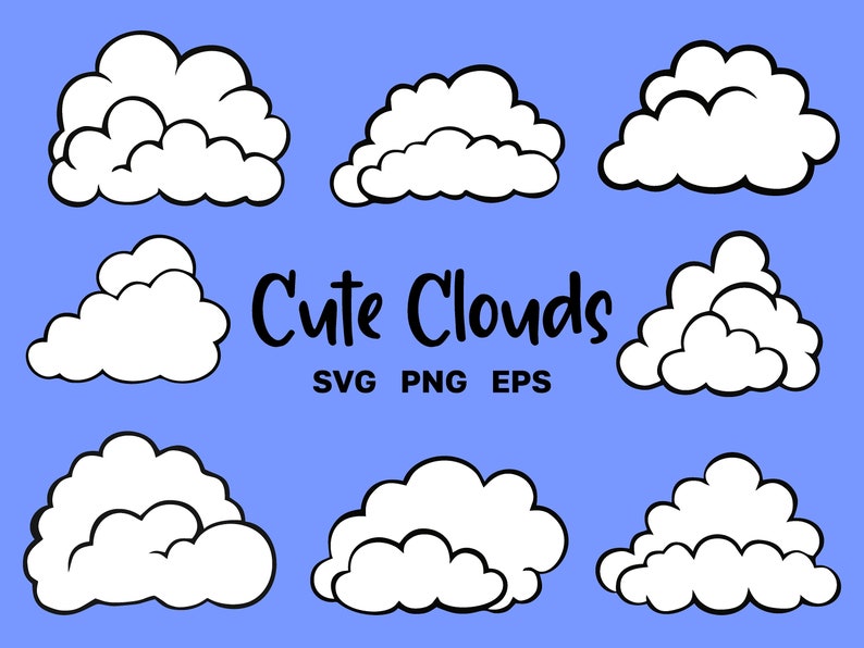 Clouds SVG Clipart Vector Clouds Bundle Cricut Cutting - Etsy