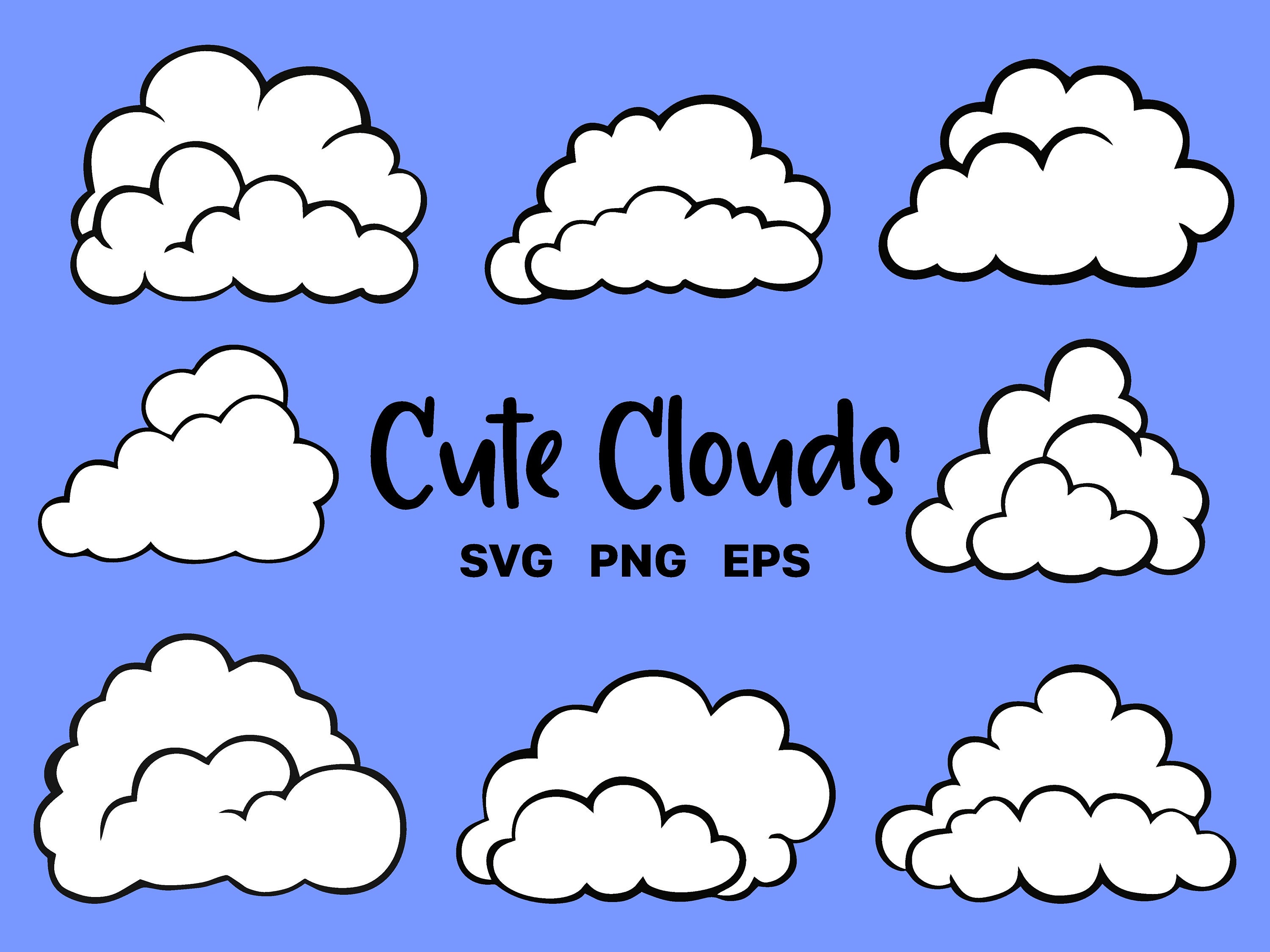 Nubes SVG Clipart Paquete de nubes vectoriales Archivos de - Etsy México
