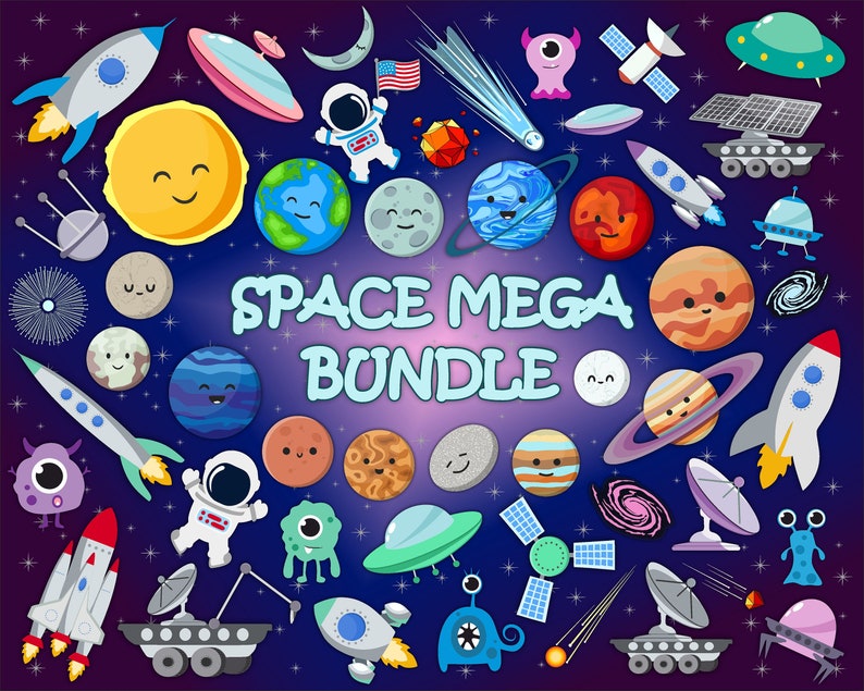 Planets SVG Mega Bundle - Solar System Clipart - Space Bundle - Cute ...