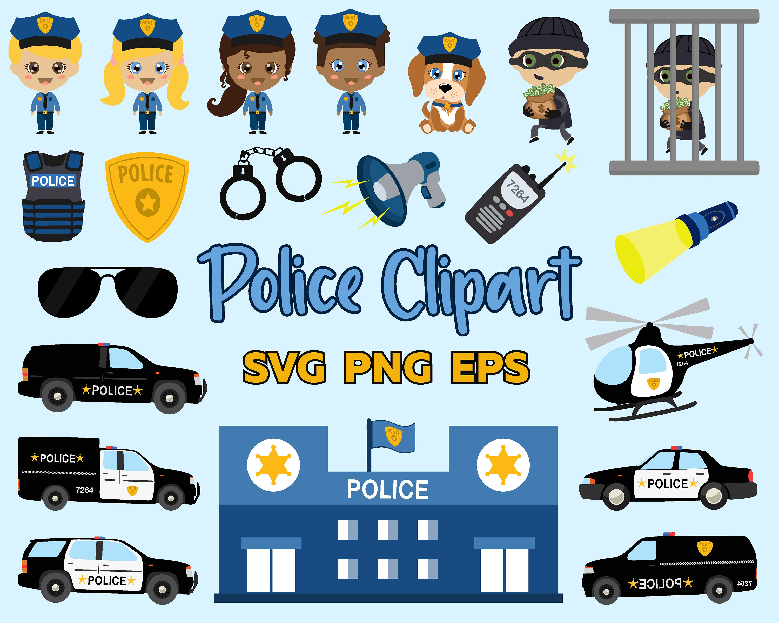 Police SVG Mega Bundle INSTANT DOWNLOAD Boy Birthday Decor Elements ...