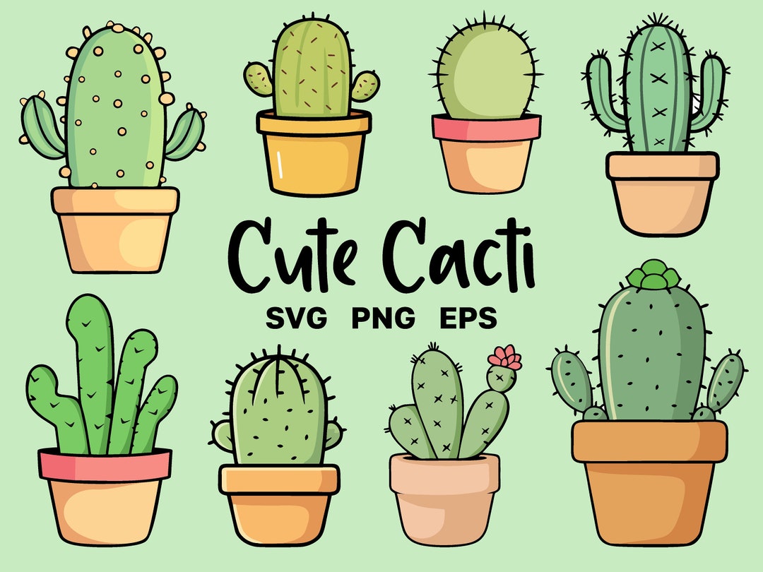 Cactus SVG Clipart - Cacti PNG Bundle - Vector Files - Cricut Cutting ...