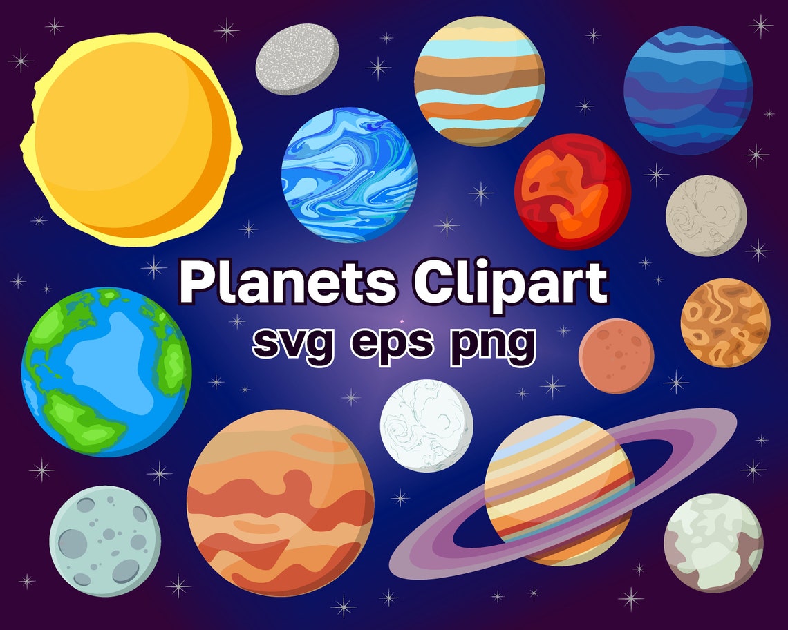 Planets SVG Clipart - Solar System Clipart - Space PNG Bundle - Cricut ...