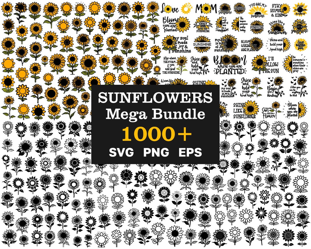 1000+ Sunflowers MEGA Bundle - Sunflowers SVG PNG Clipart - T-shirt ...