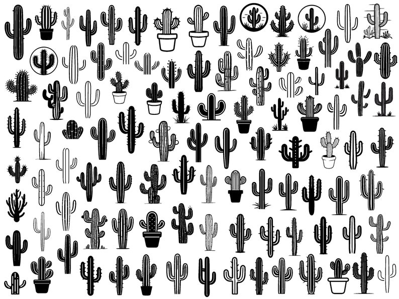200 Cactus SVG Bundle Cacti PNG Bundle Silhouette Cactus - Etsy