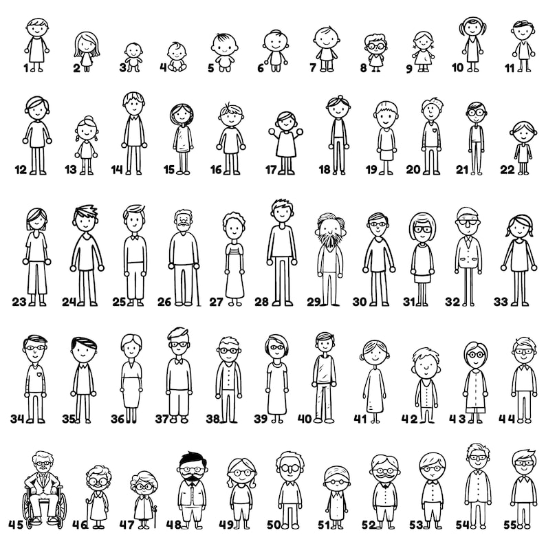 Stick Family Figures Clipart - SVG & PNG Stick People Clipart - Cricut ...