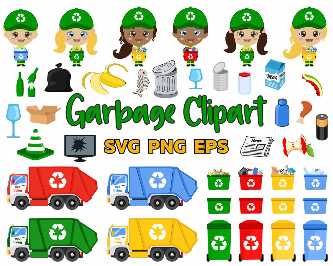 Recycling SVG Clipart - INSTANT DOWNLOAD - Garbage Bundle - Recycling ...