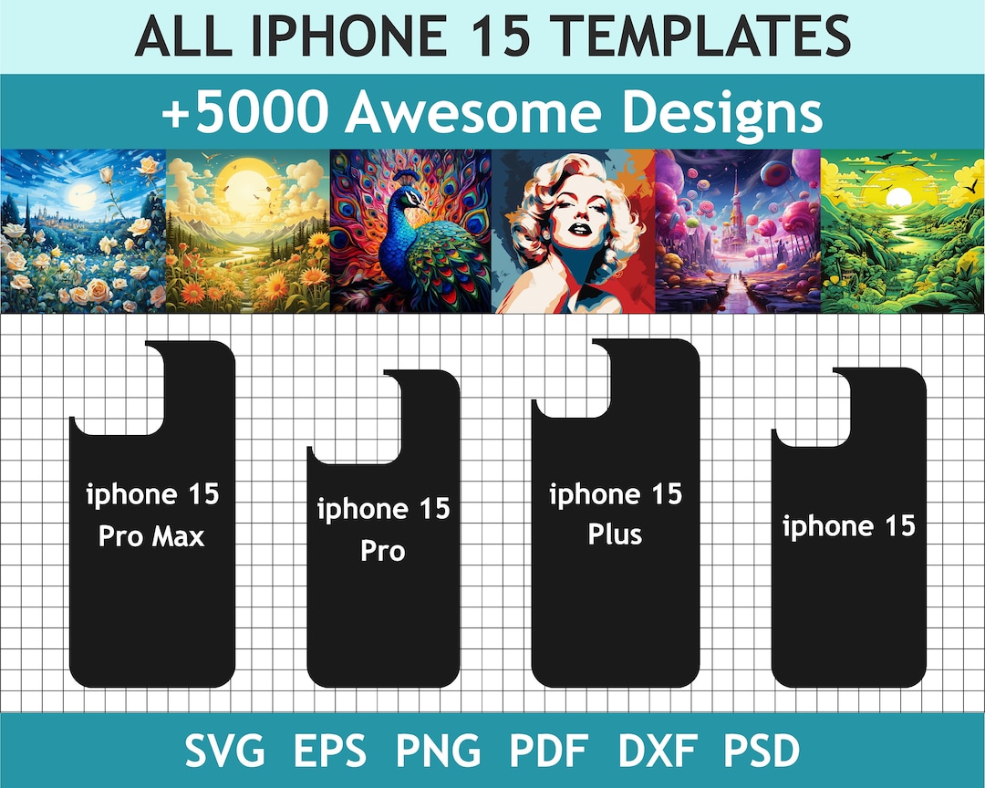 IPhone 15 Case Template Pack + 5000 Designs Mega Bundle - Sublimation ...