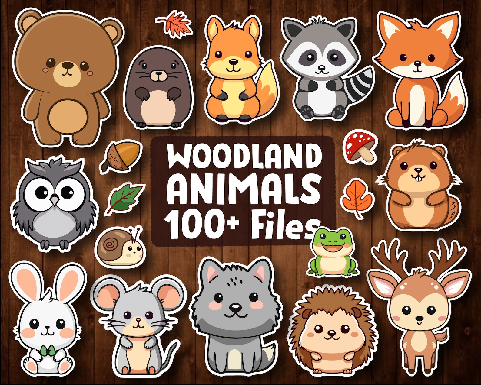 Woodland Animals SVG Clipart Cute Forest Animals PNG Clip - Etsy