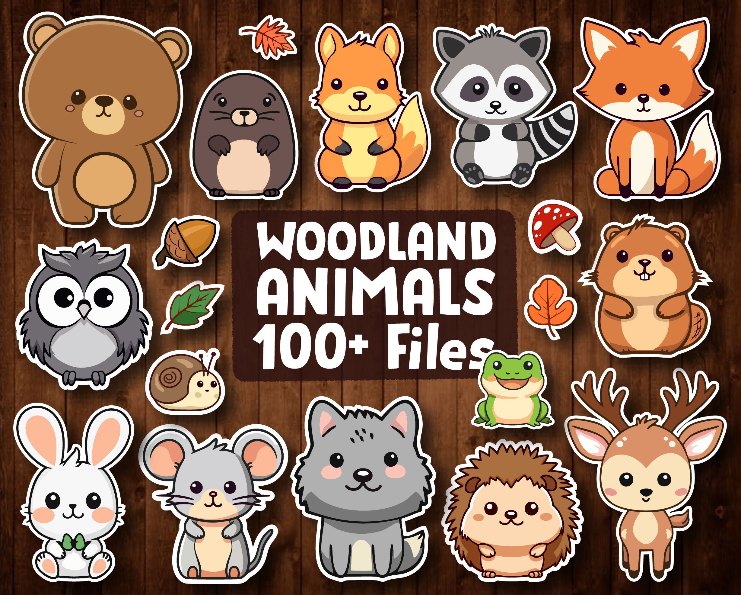 Woodland Animals SVG Clipart Cute Forest Animals PNG Clip - Etsy