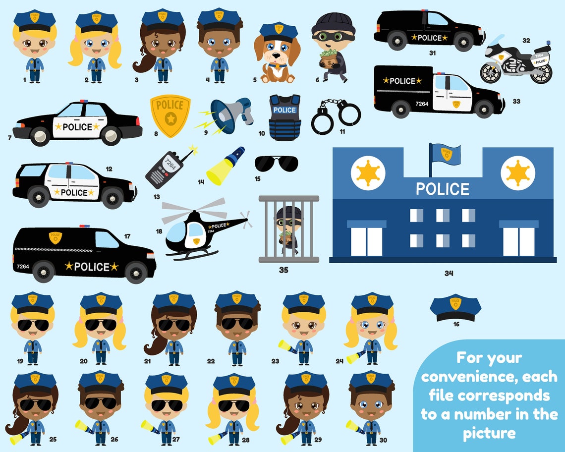 Police SVG Mega Bundle INSTANT DOWNLOAD Boy Birthday Decor Elements ...