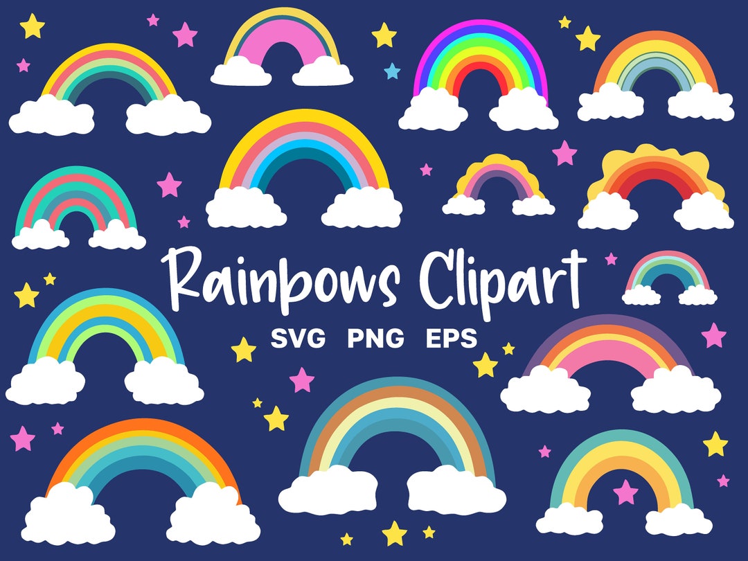 Rainbow SVG Clipart - Cute Rainbows Bundle - Vector Files - Decor ...