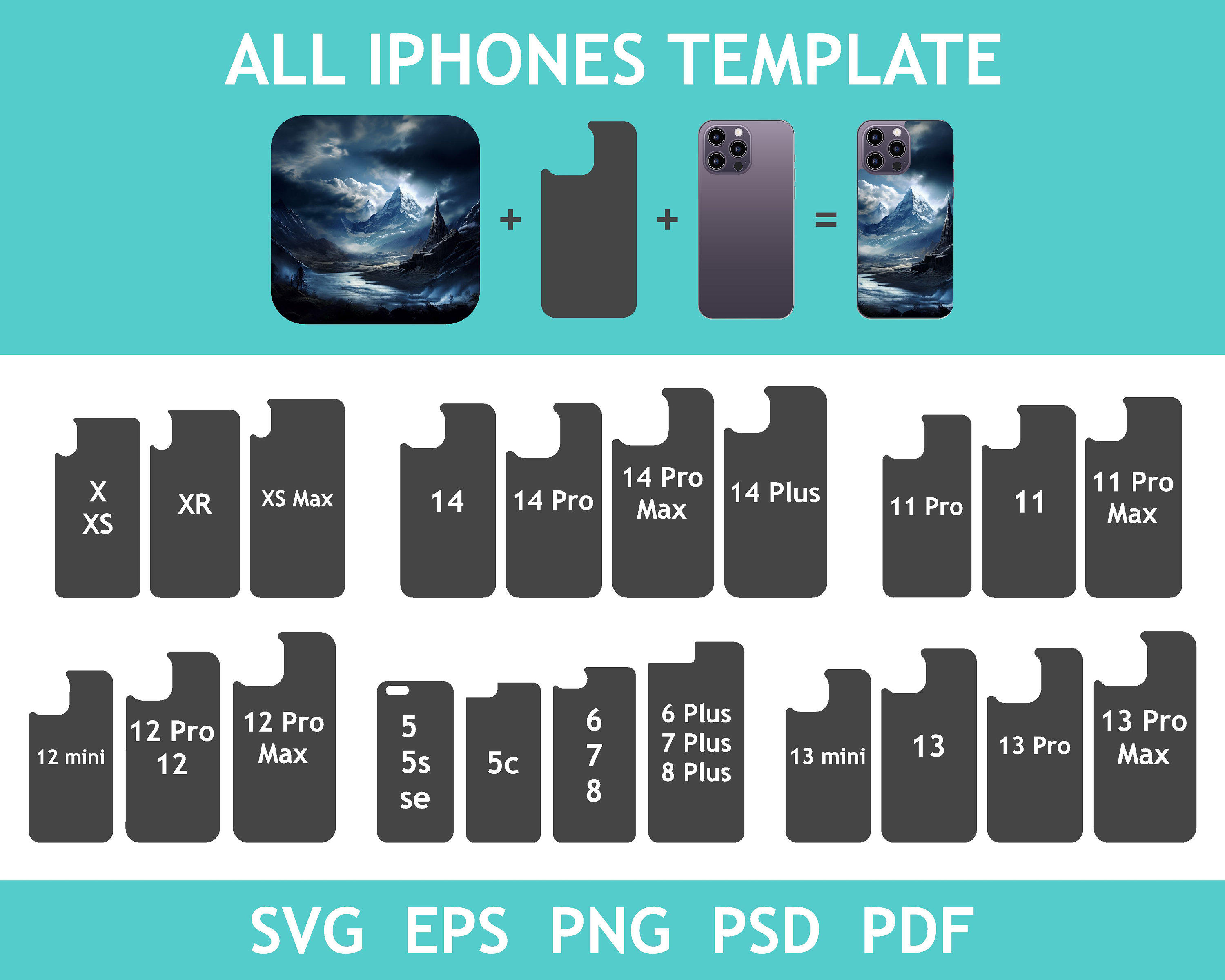 Mega paquete de plantilla de caja de teléfono Plantilla de sublimación para fundas de iPhone SVG ...