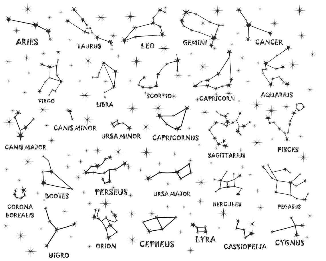 Zodiac Constellation SVG PNG Clipart - Stars SVG Bundle - Horoscope Svg ...