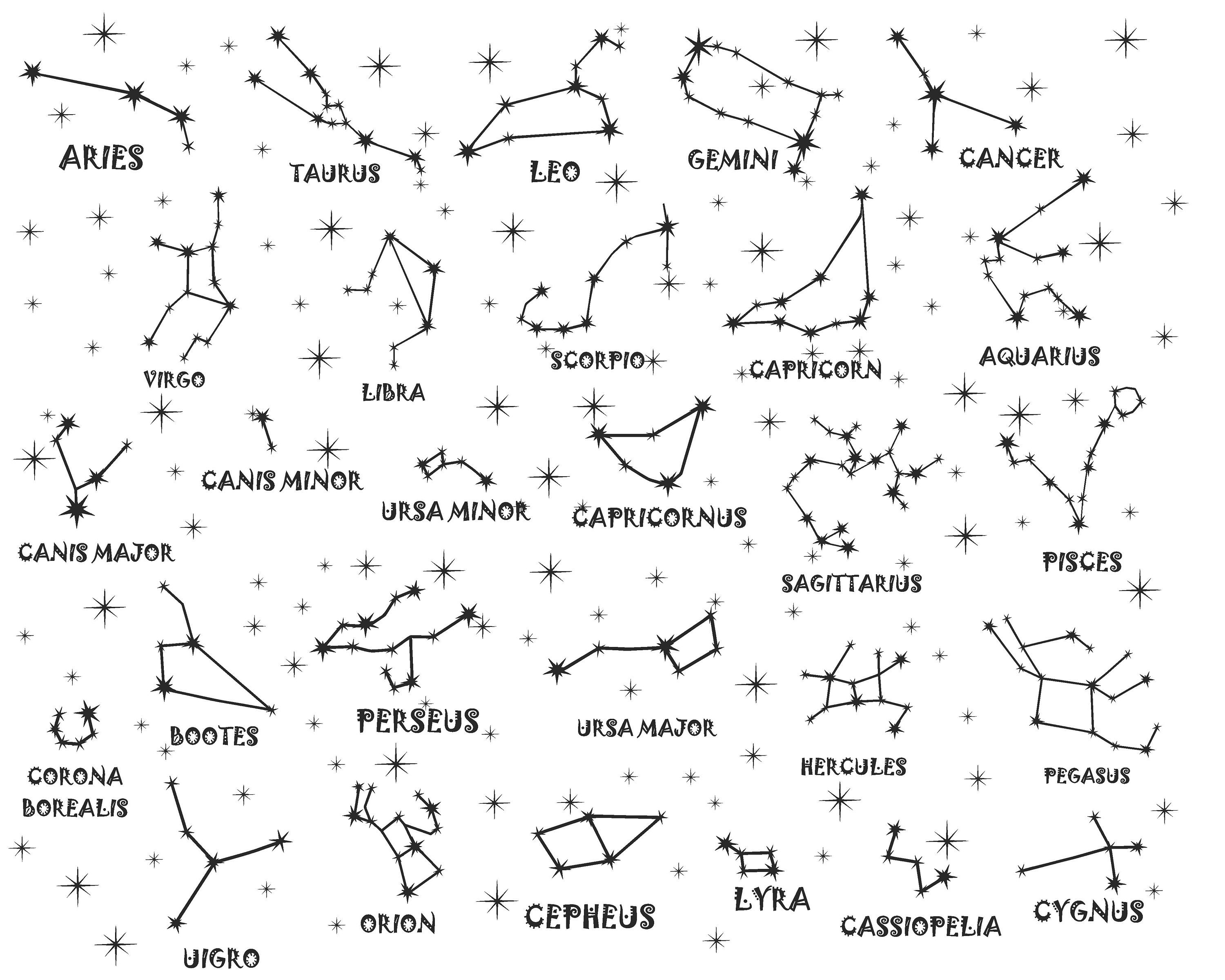 Zodiac Constellation SVG PNG Clipart - Stars SVG Bundle - Horoscope Svg ...