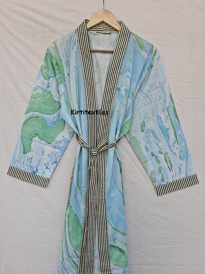 Marble Print Cotton Robe, Festival Clothing, Bath Robe, Kimono for ...