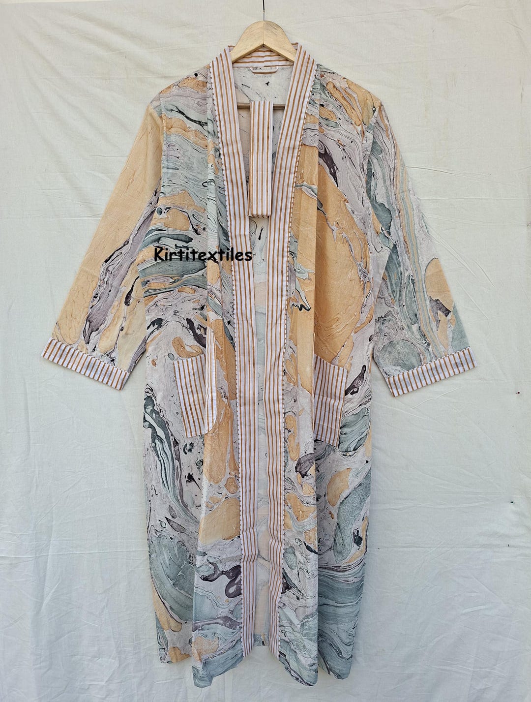 Indian Marble Print Cotton Kimono Robe Dressing Gown, Bridesmaid Robe ...