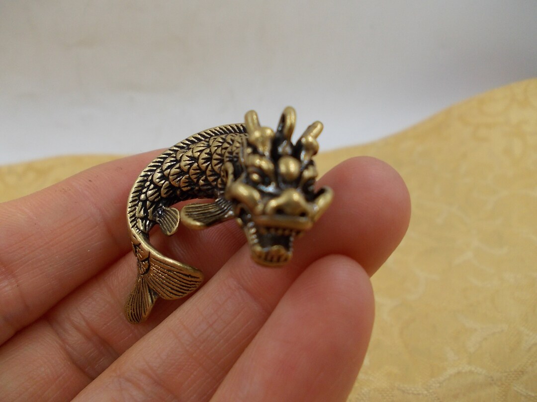 Antiqued Vtg Tibet Brass Dragon Fish Statue Pendant Guardian - Etsy