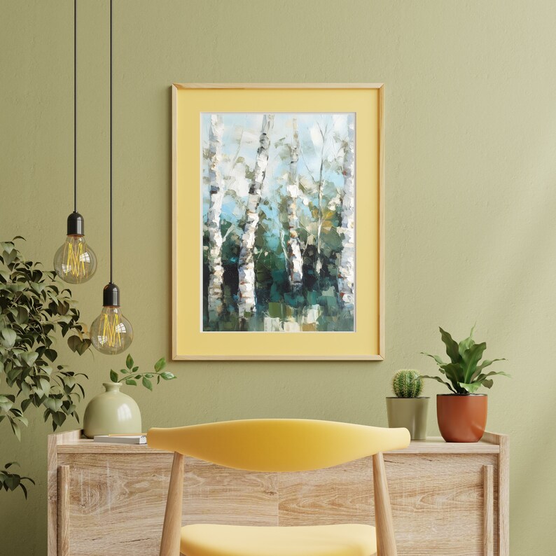 Birch Tree Digital Oil Painting: Nature Wall Art (instant Download) - Etsy