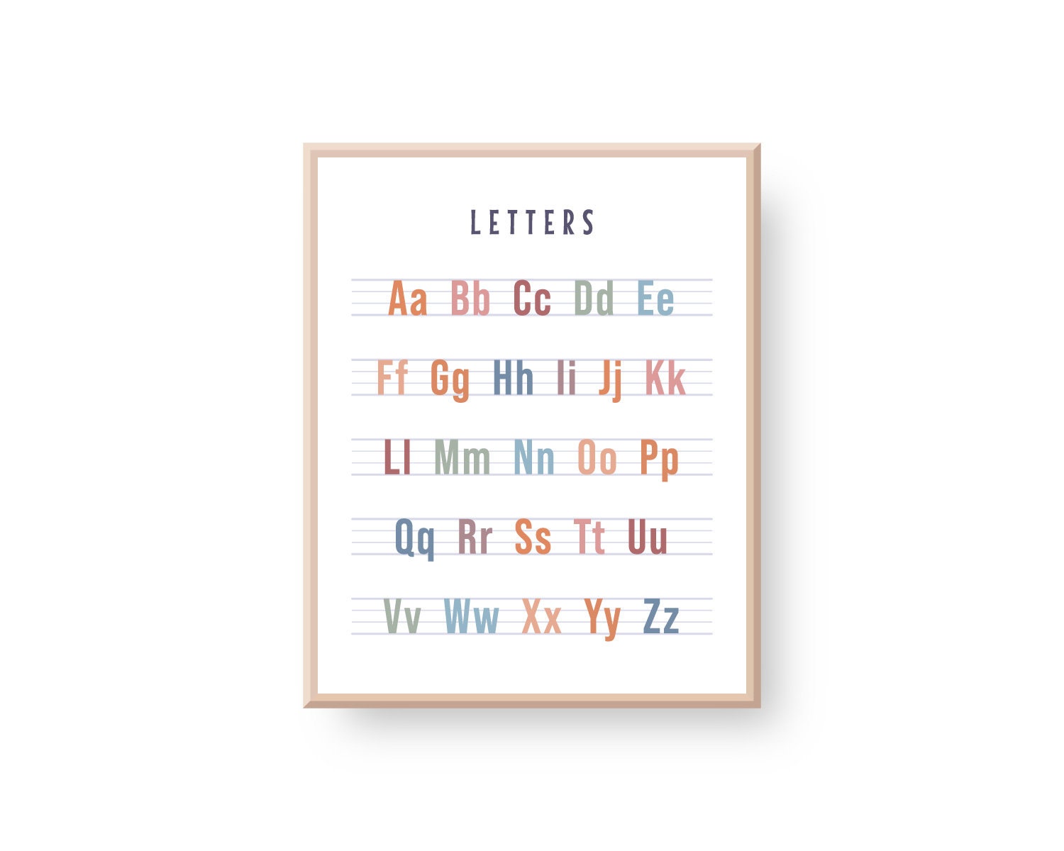Rainbow Alphabet and Number Chart Poster, Handwriting Chart Print ...