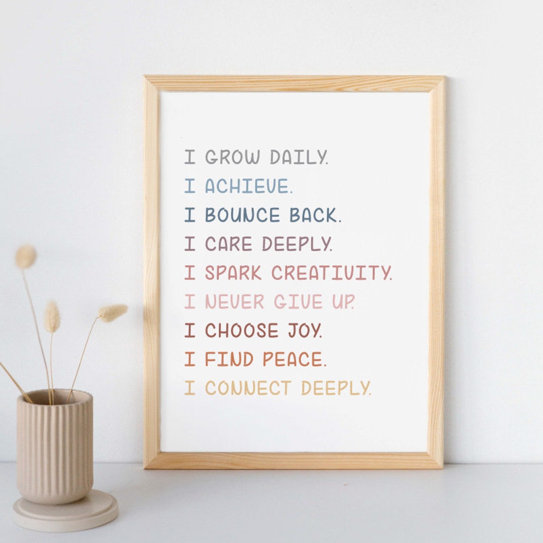 Positive Affirmations for Kids, Classroom and Playroom Decor, Home ...