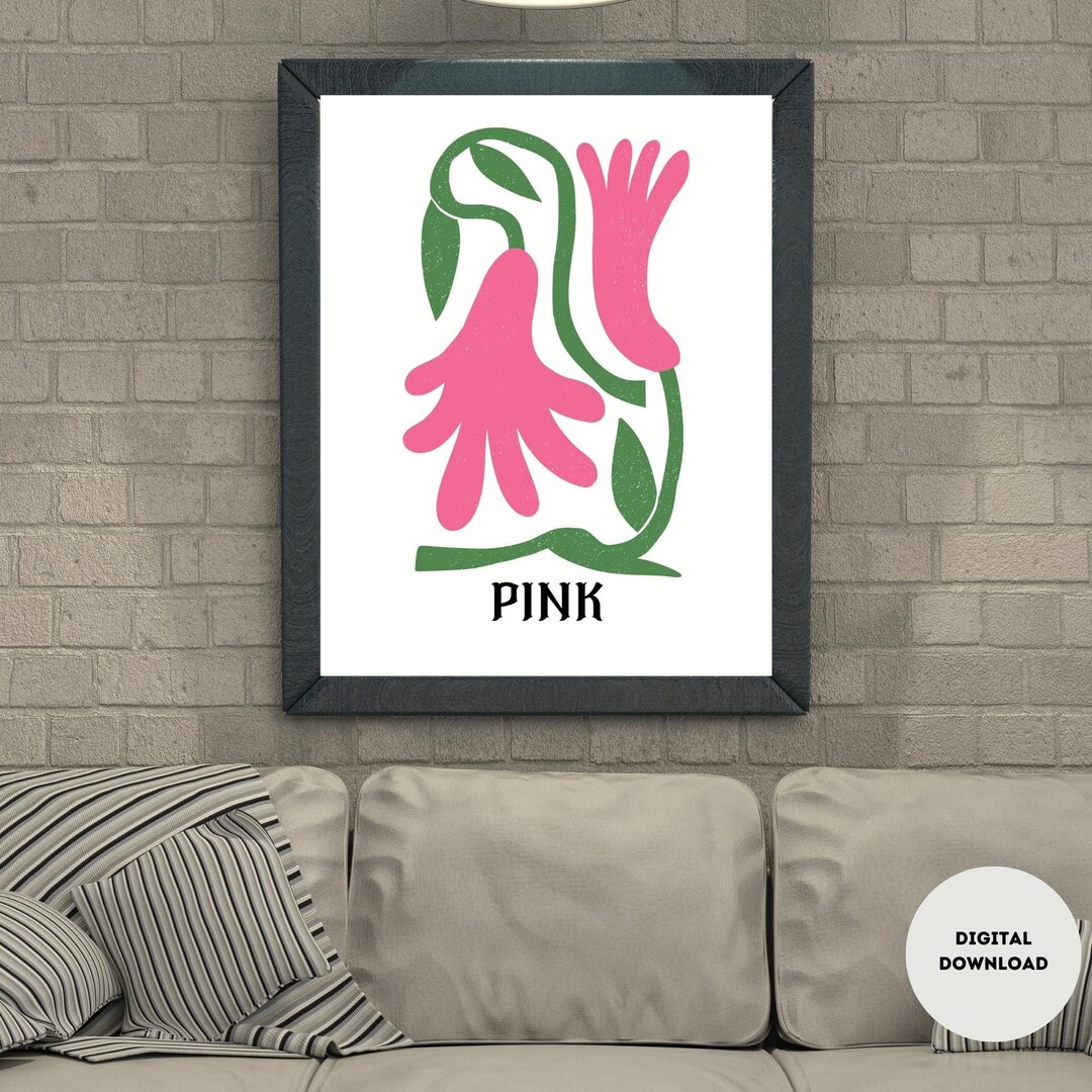 Pink Flower Poster, Flower Printable Wall Art, Flower Market Prints ...