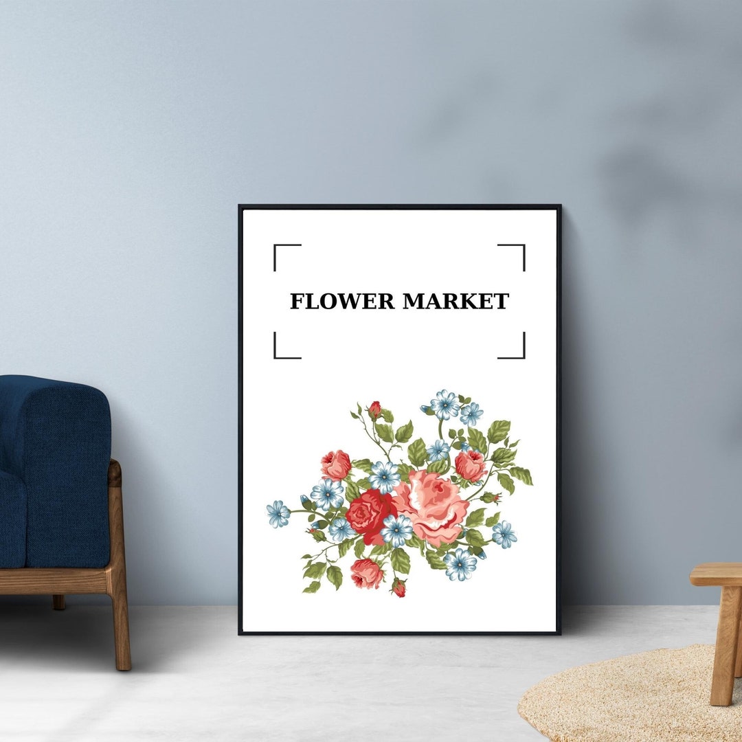Flower Market Poster, Colorful Flower Design Wall Art, Flower Market ...