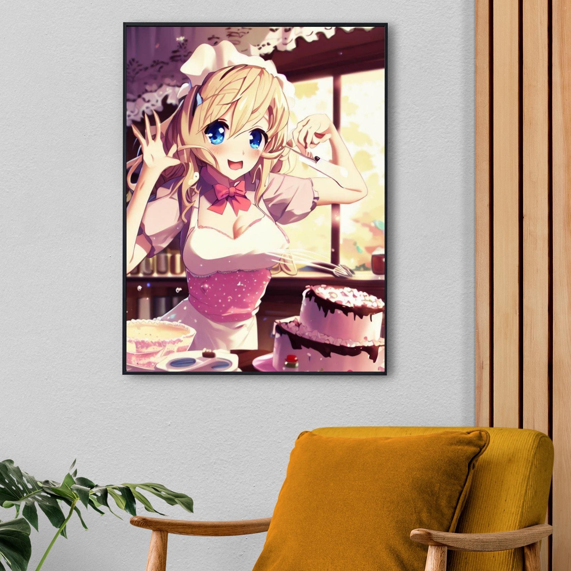 Anime Girl Poster, Cooking Anime Wall Art, Anime Room Decor, Funny ...