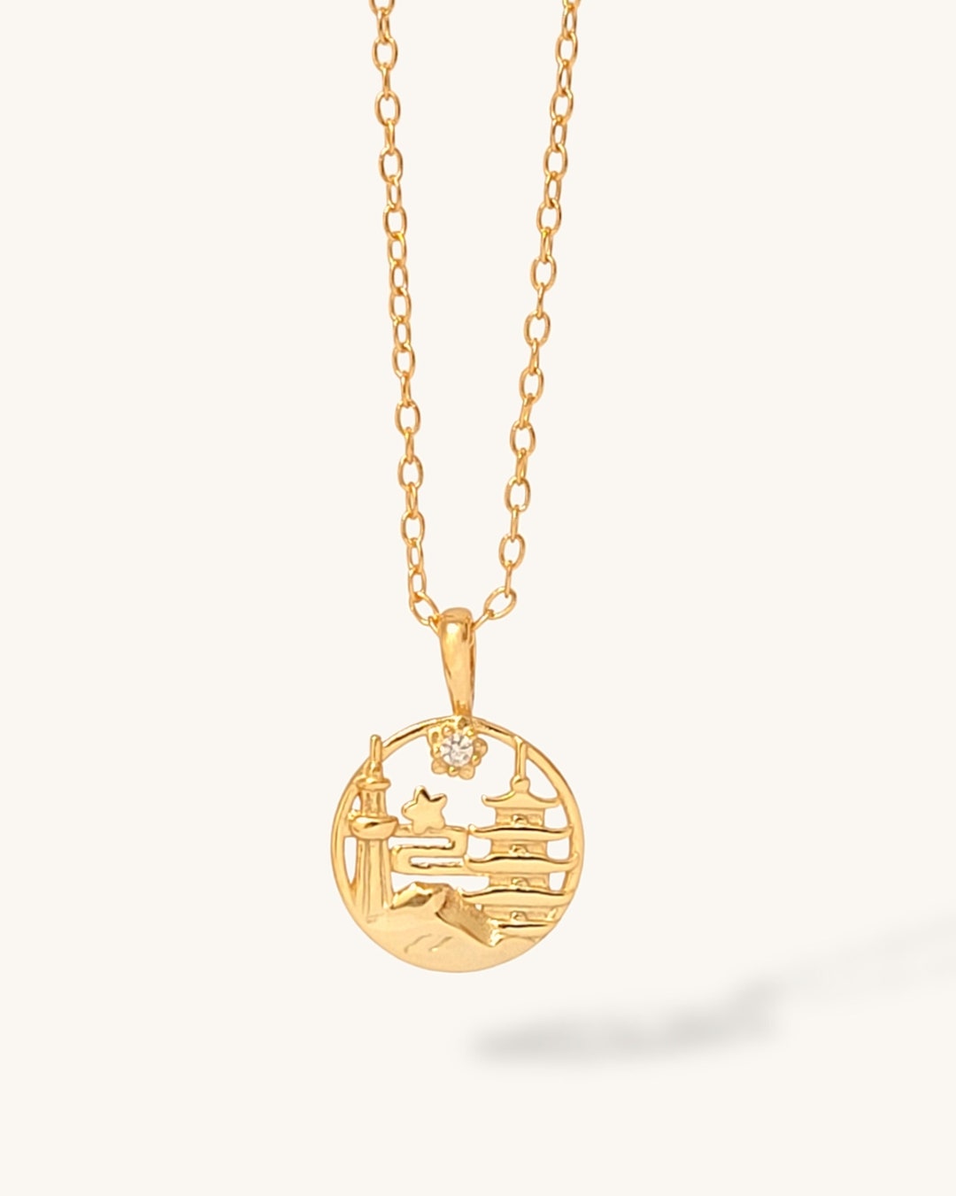 Tokyo Necklace 925 Sterling Silver With 18ct Gold Plating, Japan, Tokyo ...