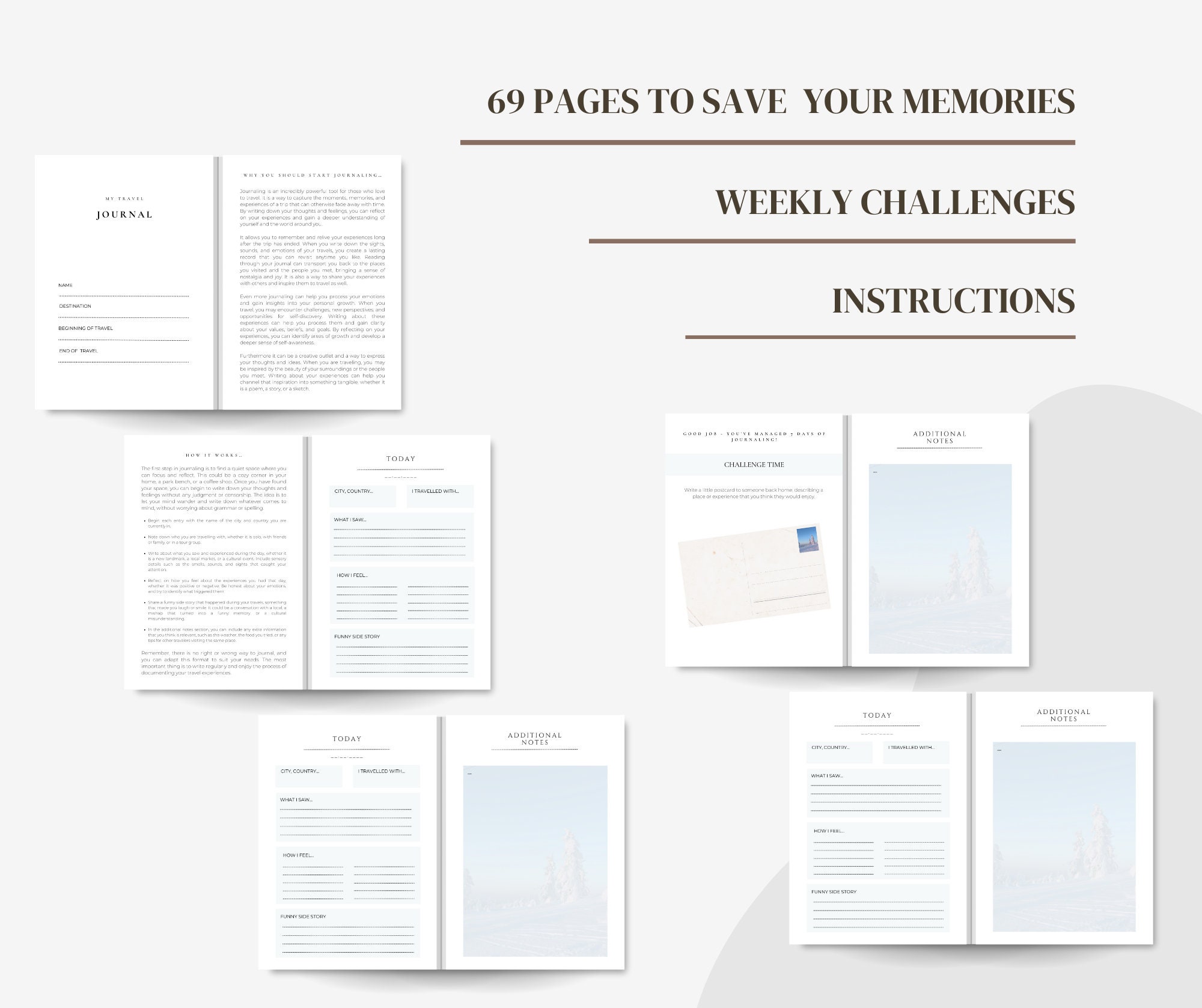 Digital Travel Journal Printable Journal Travel Gift Holiday Memory ...