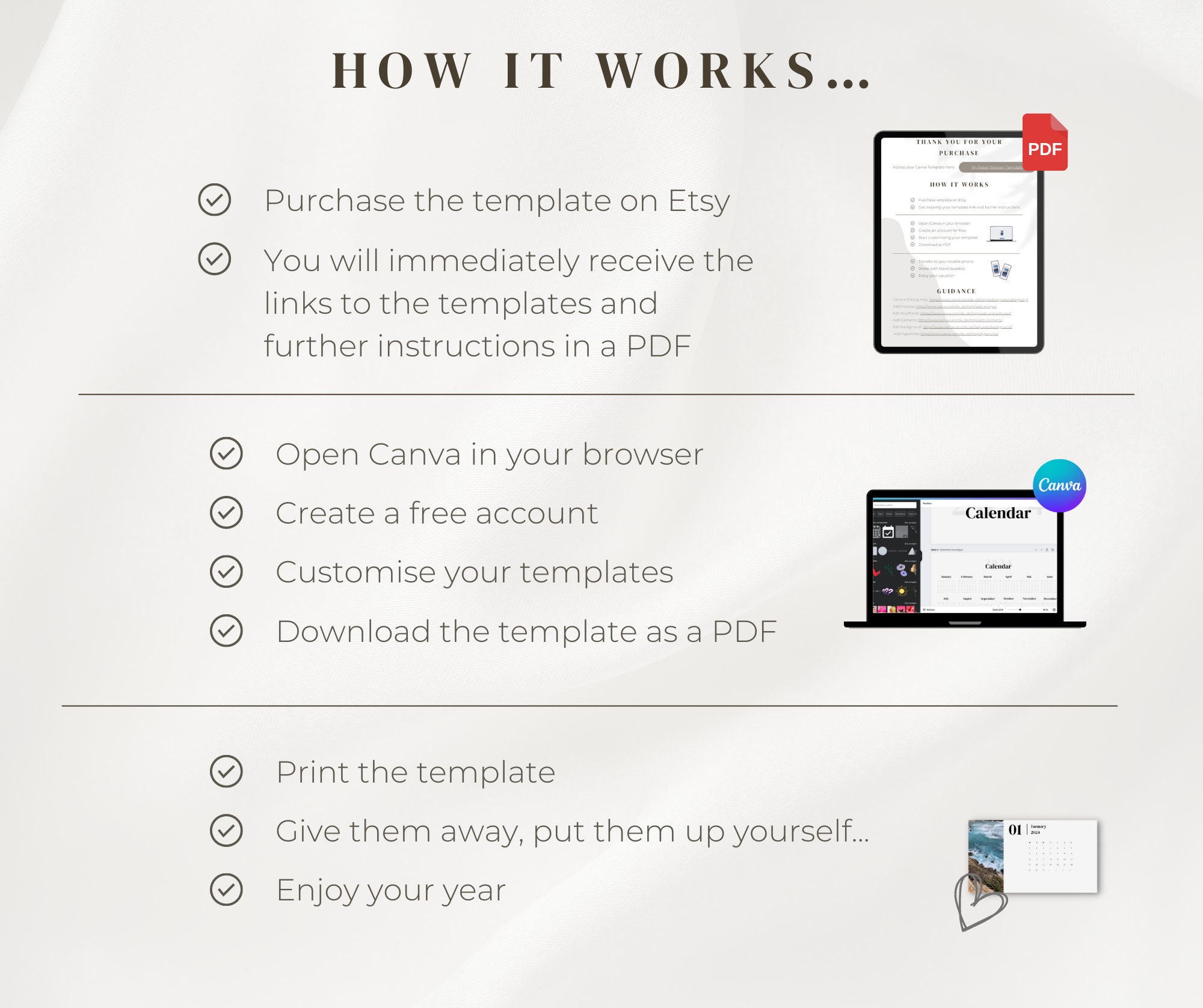 Customize Calendar 2024 Printable Calendar Photography Digital Download ...