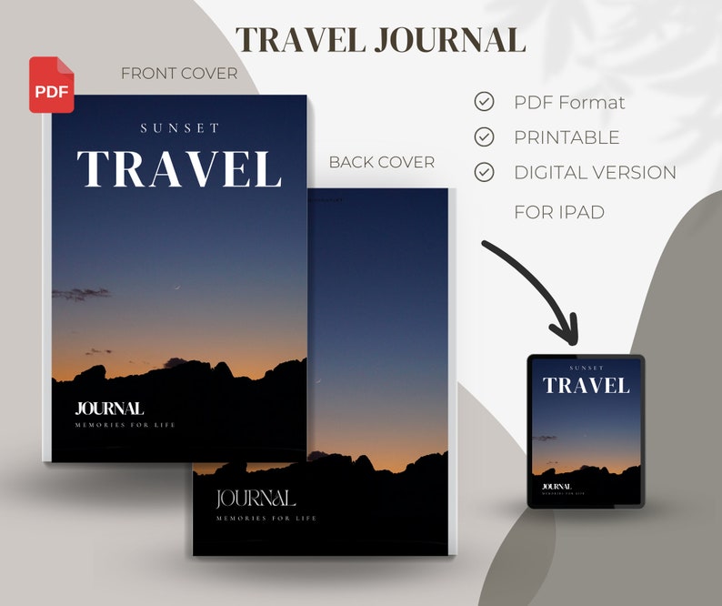 Digital Travel Journal | Printable Journal | Travel Gift | Holiday ...