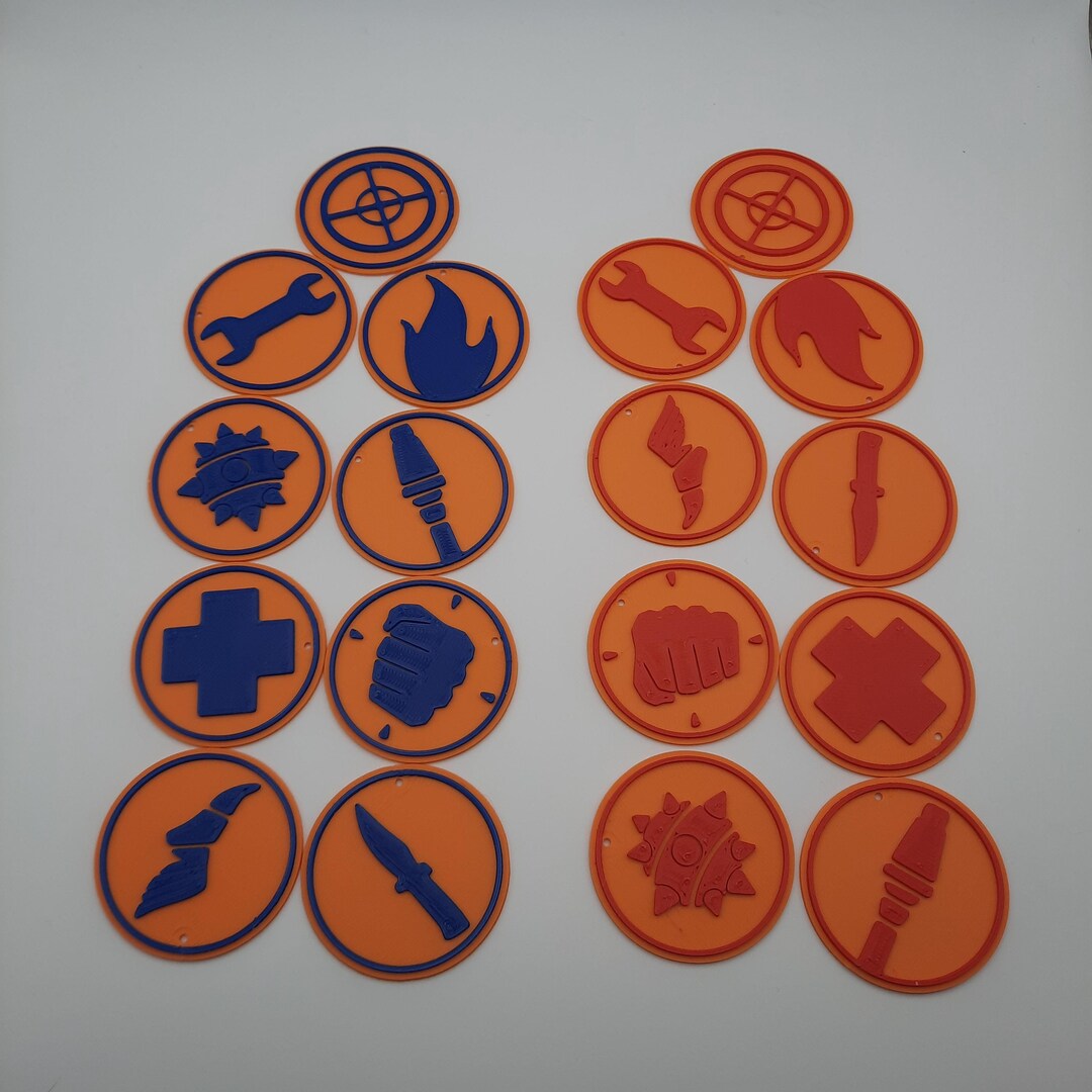 Team Fortress 2 Class Symbol Keychain 3D Printed Scout / Soldier / Pyro ...