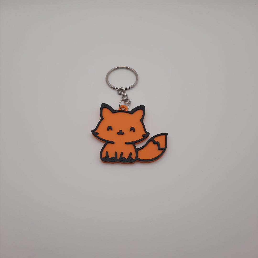 Cute Smiling Fox Keychain 3D Printed - Etsy