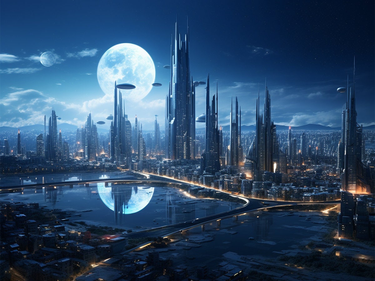 Future Metropolis: Futuristic Cityscape Digital Wallpaper Download - Etsy